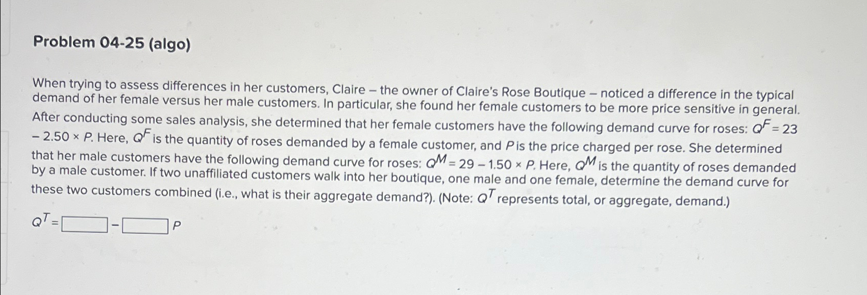 Solved Problem 04-25 (algo)When trying to assess differences | Chegg.com