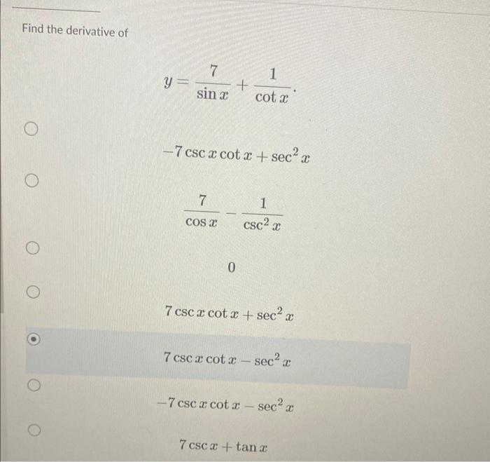 Solved Find the derivative of | Chegg.com