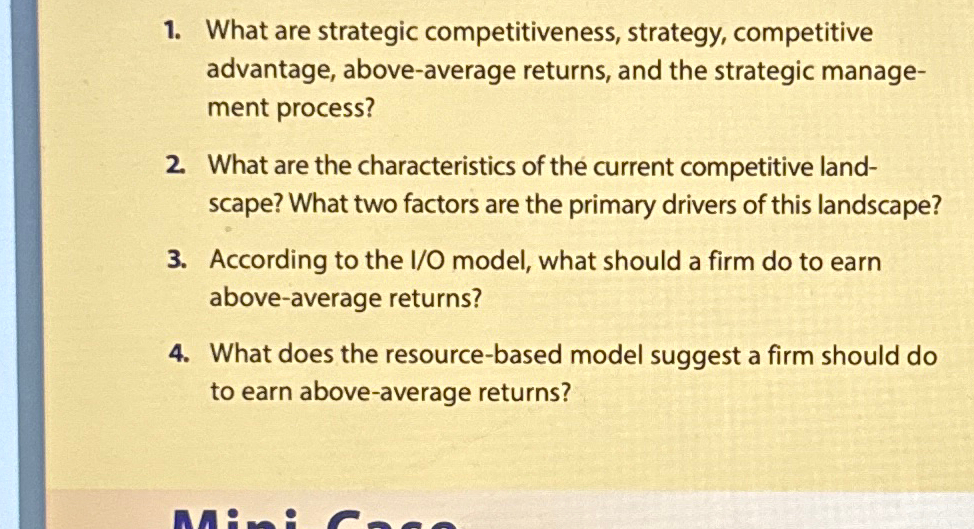 Solved What are strategic competitiveness, strategy, | Chegg.com