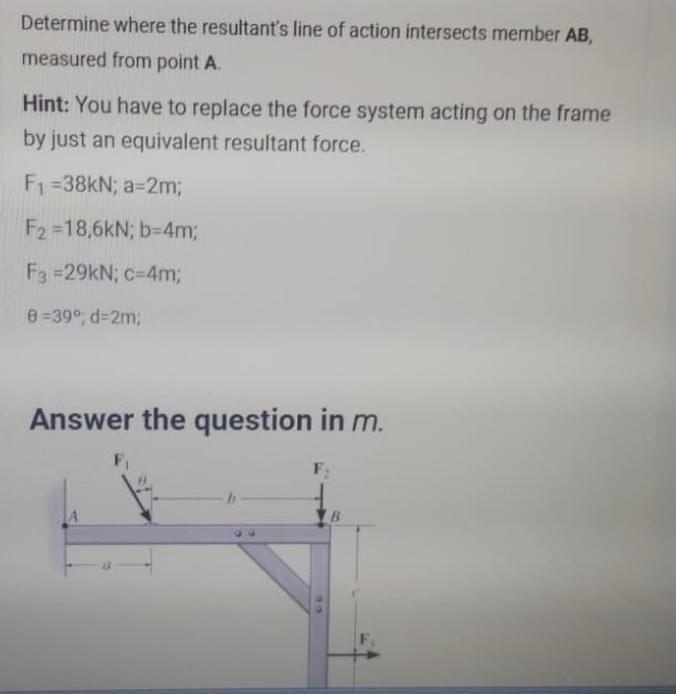 Solved Determine where the resultant's line of action | Chegg.com