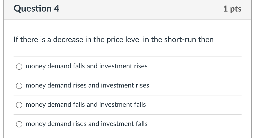 Solved Question 4If there is a decrease in the price level | Chegg.com