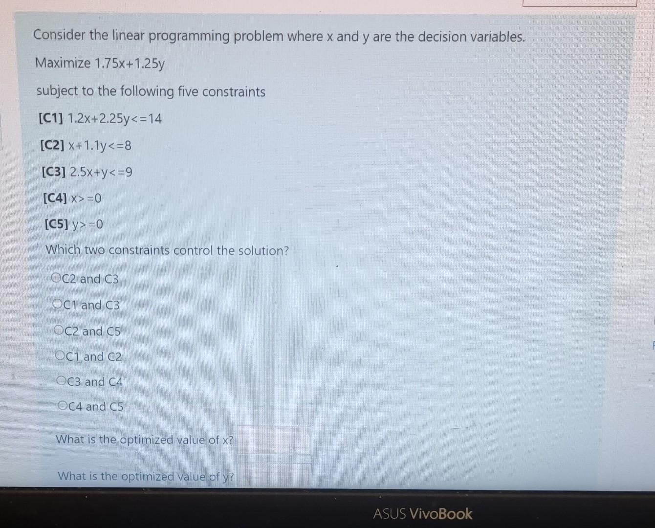 Solved C1] 1.2x+2.25y
