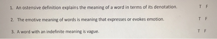 Solved 1. An ostensive definition explains the meaning of a | Chegg.com
