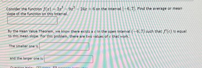 Solved Consider the function f(x)=2x3−9x2−24x+6 on the | Chegg.com