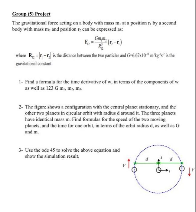 Solved Group 5 Project The Gravitational Force Acting On A