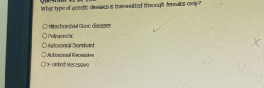Solved What type of genetic diseases is transmitted through | Chegg.com
