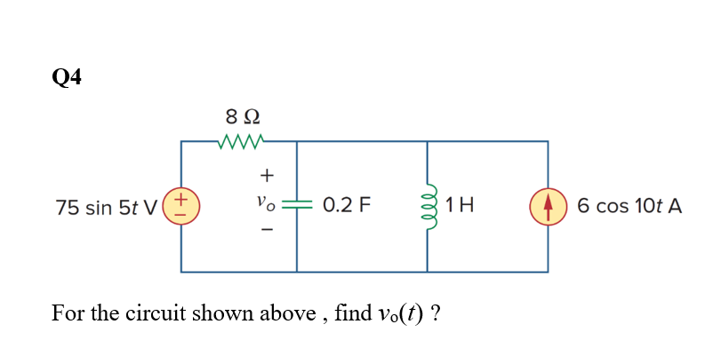 Solved Q4For the circuit shown above, find v0(t) ? | Chegg.com