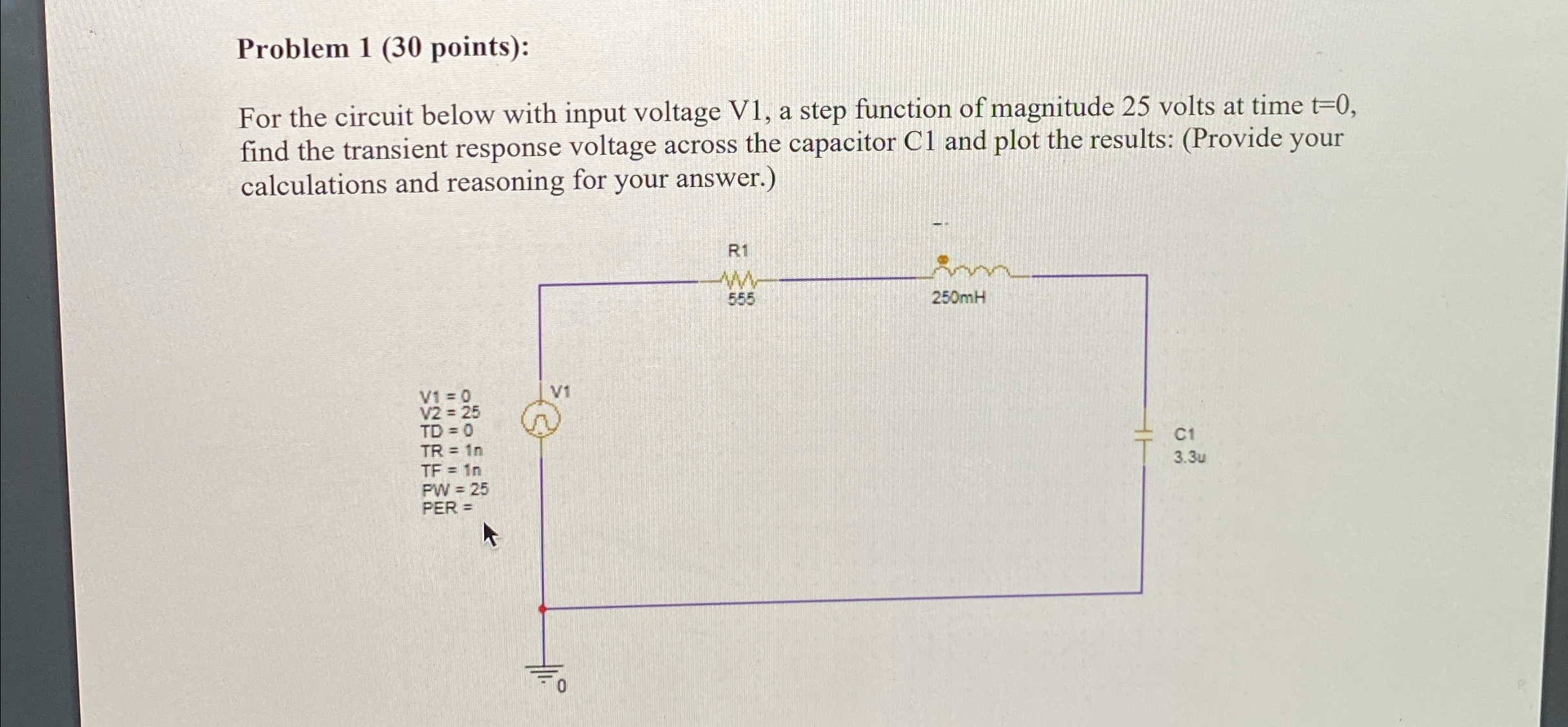 Solved Problem 1 (30 ﻿points):For the circuit below with | Chegg.com