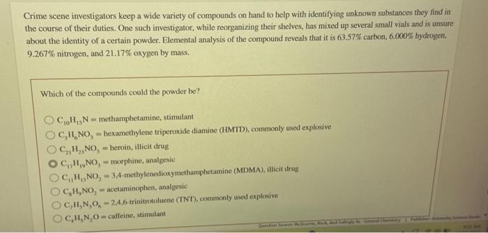 Solved Crime scene investigators keep a wide variety of | Chegg.com