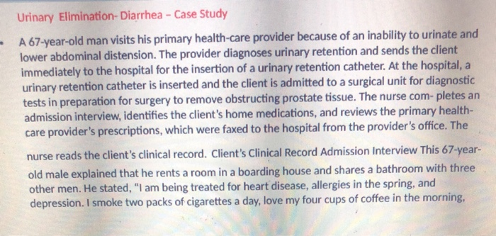Solved . Bowel Elimination-Diarrhea - Case Study Mr. Greaves | Chegg.com