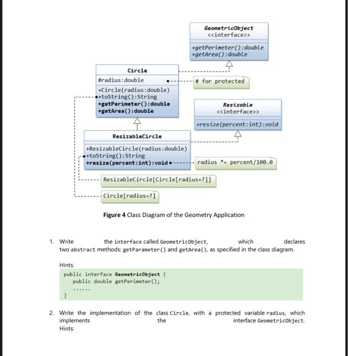 Solved Geometricobject +getPerimeter(): double | Chegg.com