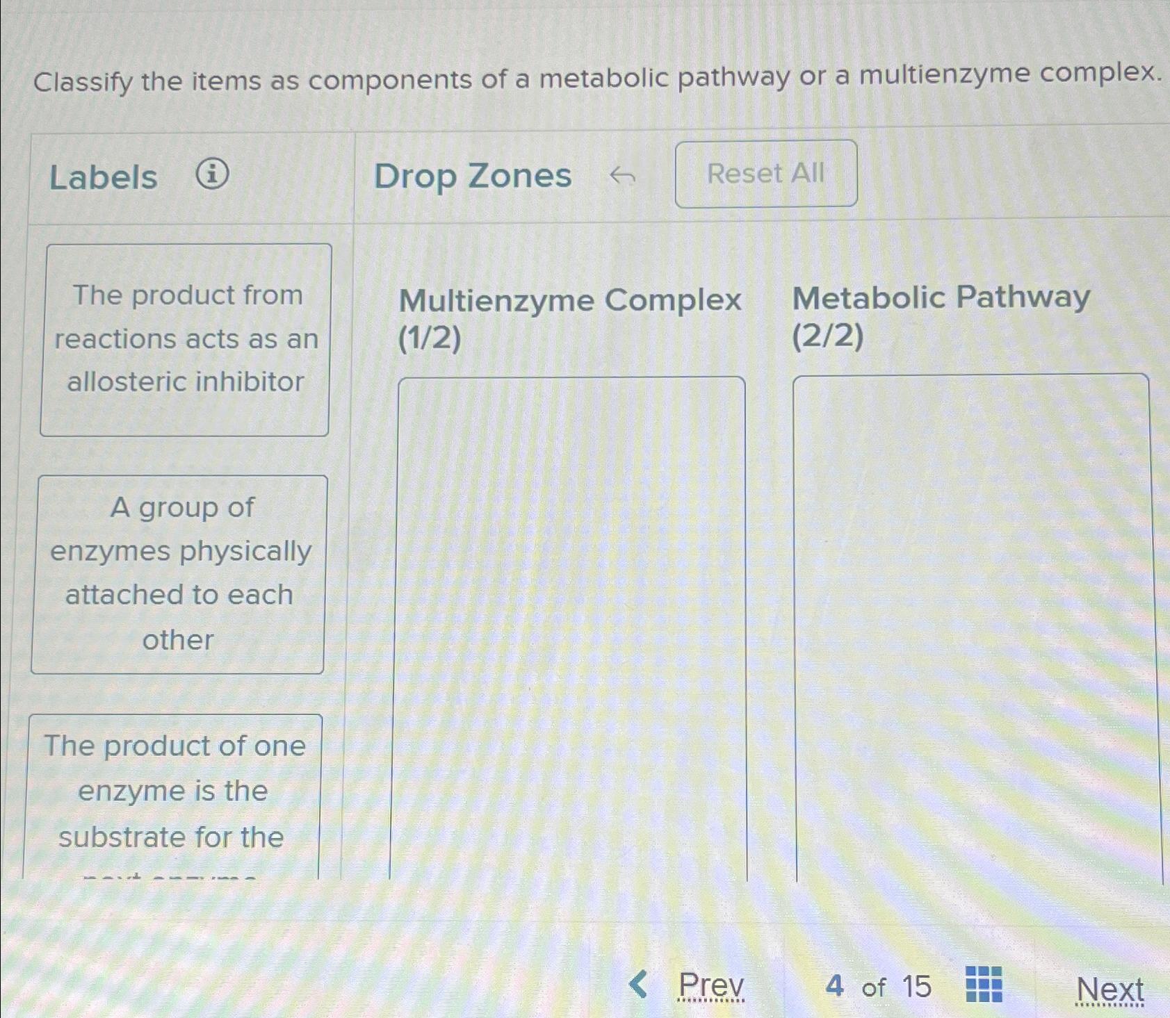Solved Classify the items as components of a metabolic | Chegg.com