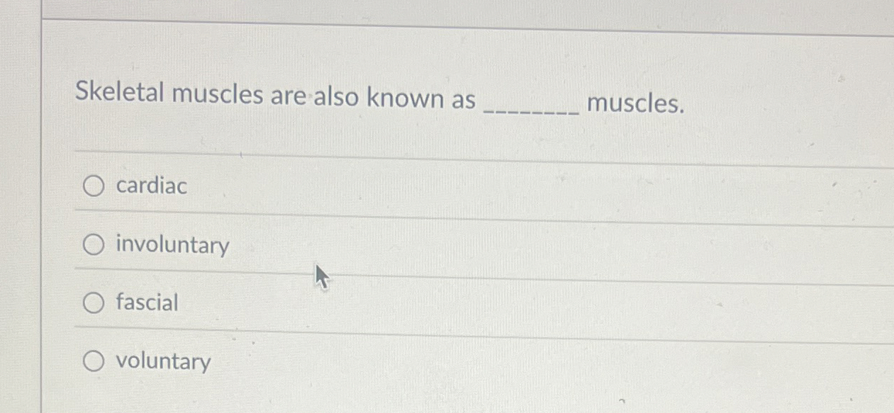 Solved Skeletal muscles are also known | Chegg.com