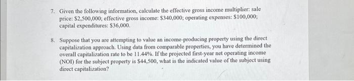 Solved 7. Given the following information, calculate the | Chegg.com