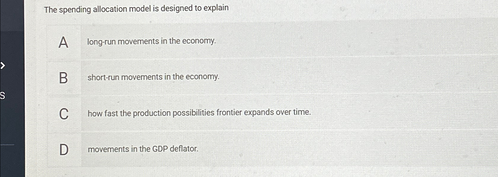 Solved The spending allocation model is designed to explainA | Chegg.com