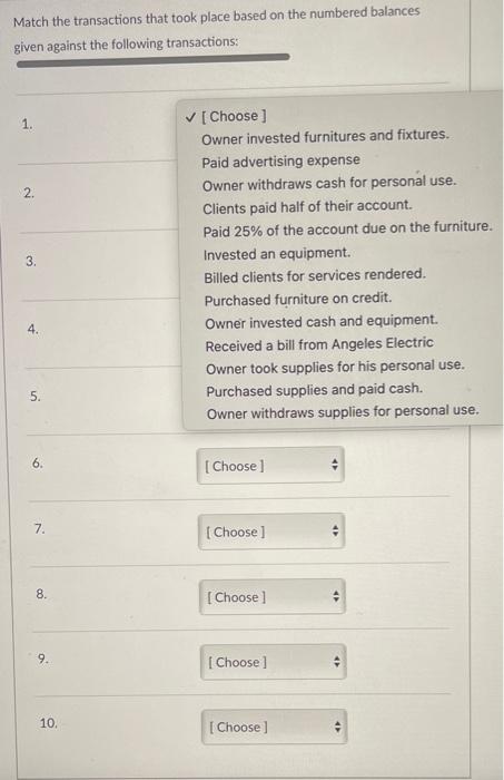 Solved The following are the balances after each transaction | Chegg.com