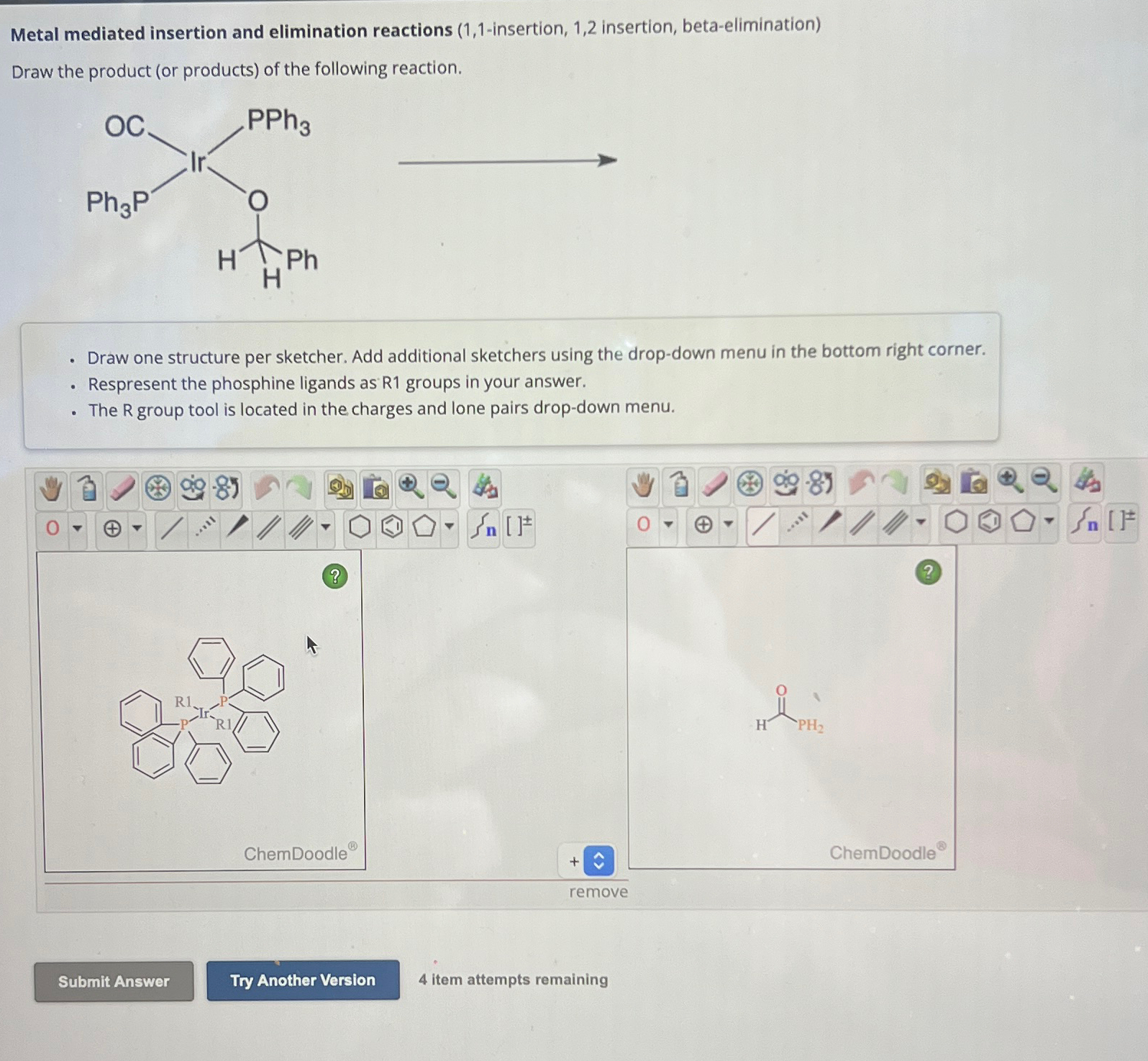 Solved Metal mediated insertion and elimination reactions | Chegg.com