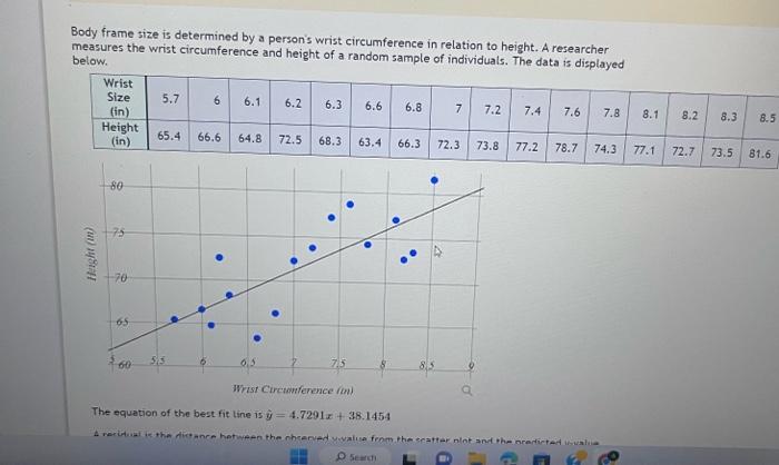 Solved Body frame size is determined by a person's wrist | Chegg.com