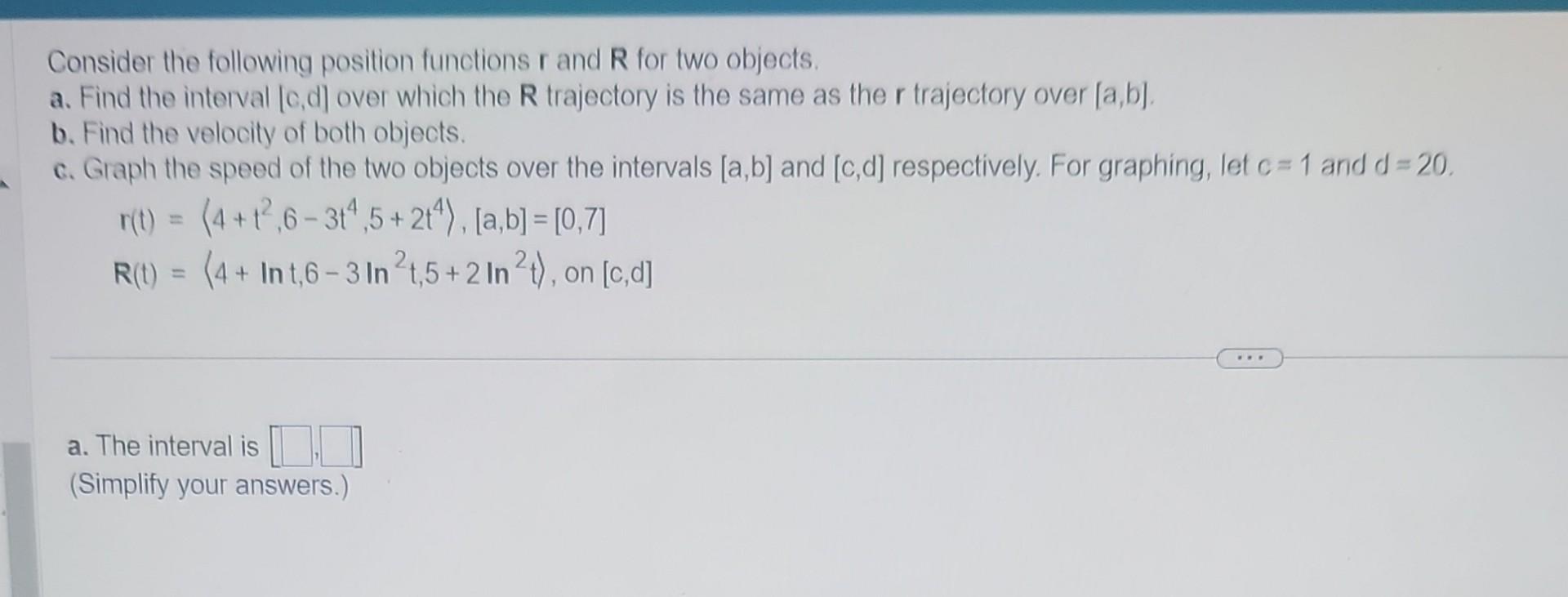 Consider the following position functions r and R for | Chegg.com