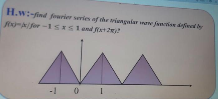 Solved H.w:-find fourier series of the triangular wave | Chegg.com