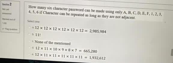 Solved How Many Six Character Password Can Be Made Using