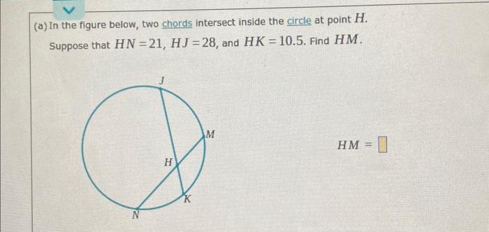 Solved (a) In the figure below, two chords intersect inside | Chegg.com