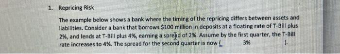 Solved 1. Repricing Risk The example below shows a bank | Chegg.com