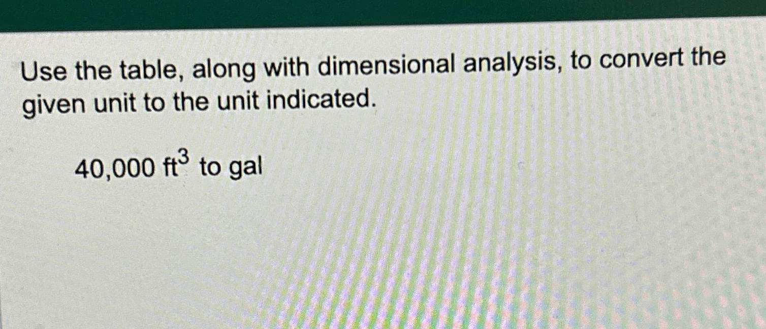 Solved Use the table, along with dimensional analysis, to | Chegg.com