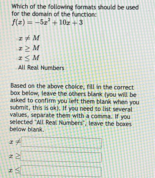 Solved Which of the following formats should be used for the | Chegg.com