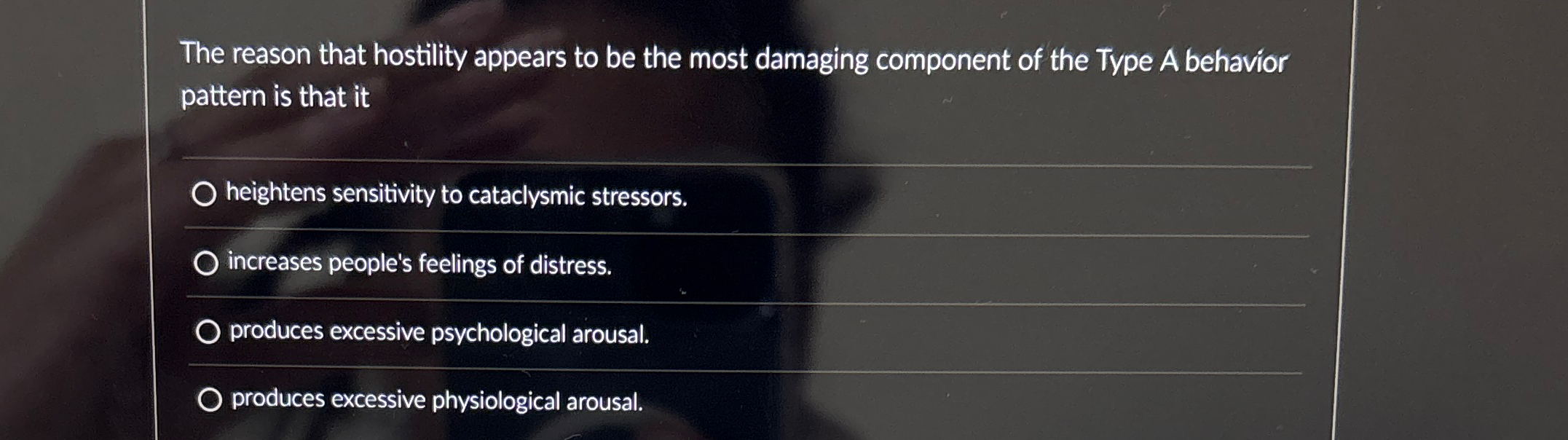 Solved The reason that hostility appears to be the most | Chegg.com