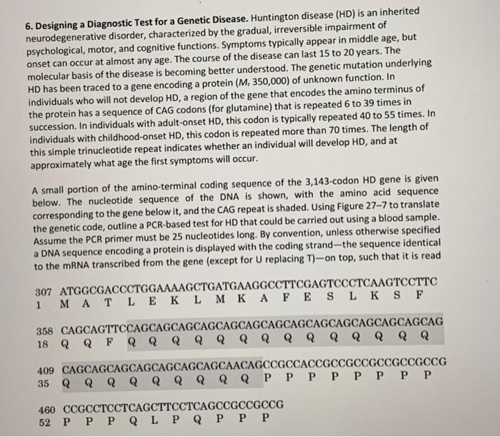 Solved 6. Designing a Diagnostic Test for a Genetic Disease. | Chegg.com
