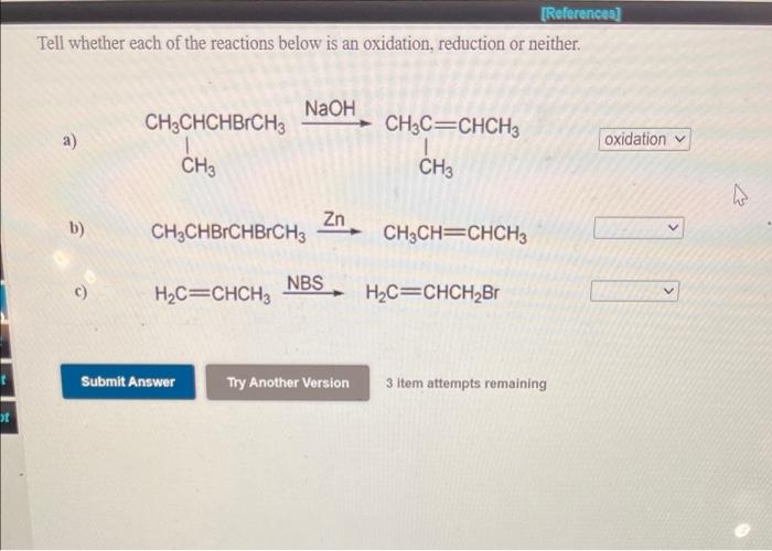 Solved [References) Tell whether each of the reactions below | Chegg.com