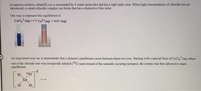 Solved In aqueous solution cobalt(II)ion is surrounded by 4 | Chegg.com