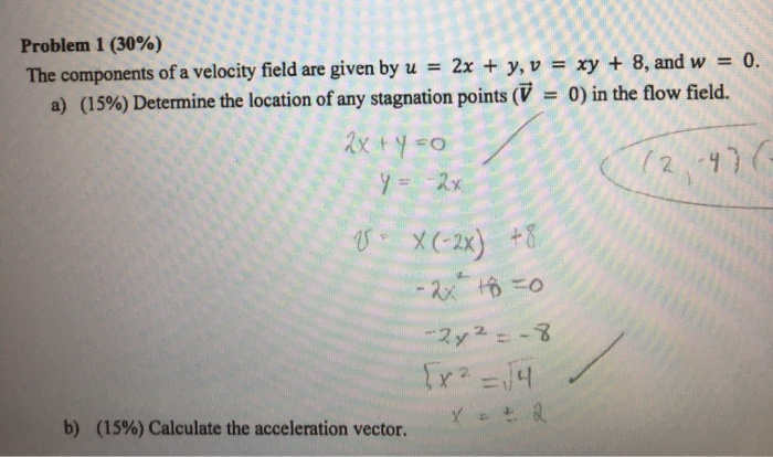 Solved Problem 1 (30%) The components of a velocity field | Chegg.com