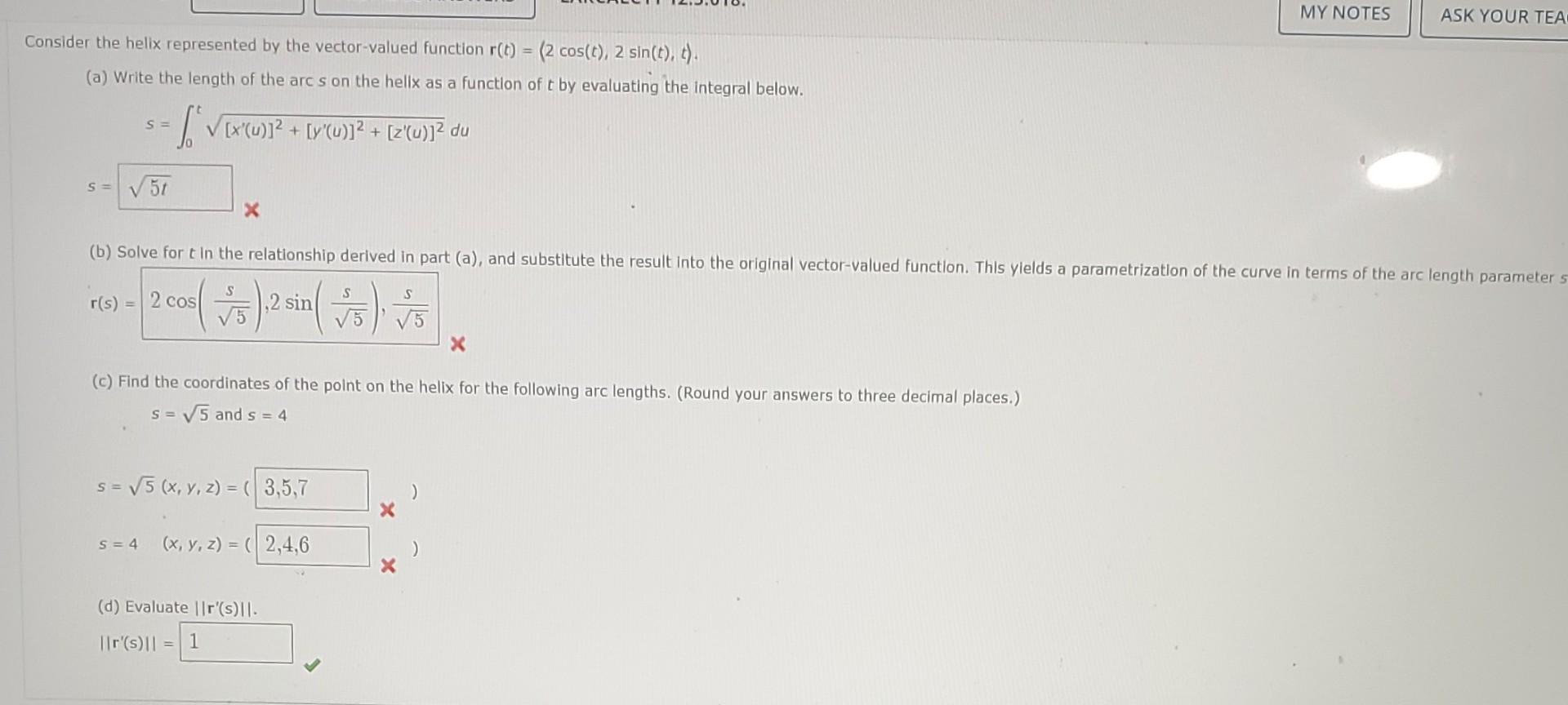 Solved onsider the helix represented by the vector-valued | Chegg.com
