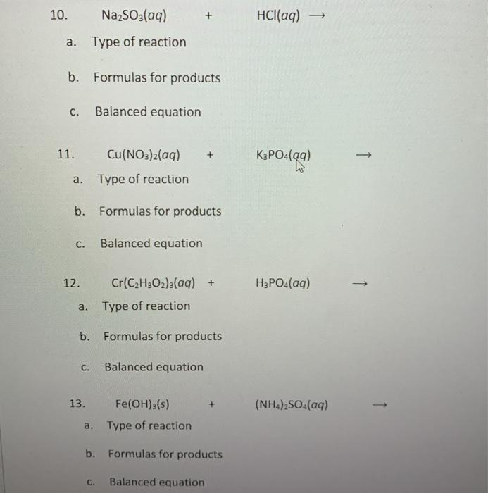 Solved Complete and balance these equations Steps a) Decide | Chegg.com