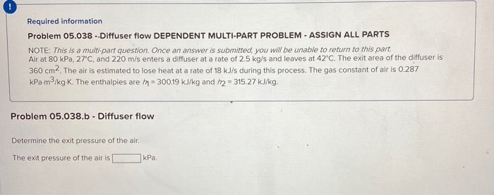 Solved Required information Problem 05.038. Diffuser flow | Chegg.com
