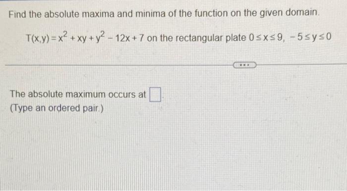 Solved Find the absolute maxima and minima of the function | Chegg.com