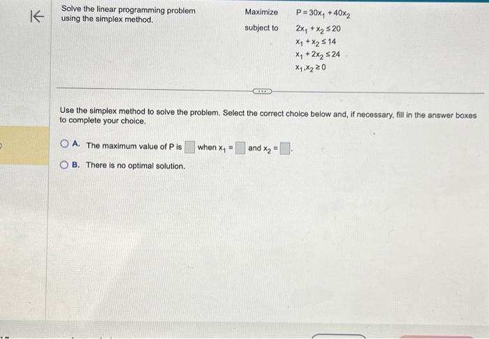 Solved Solve the linear programming problem using the | Chegg.com