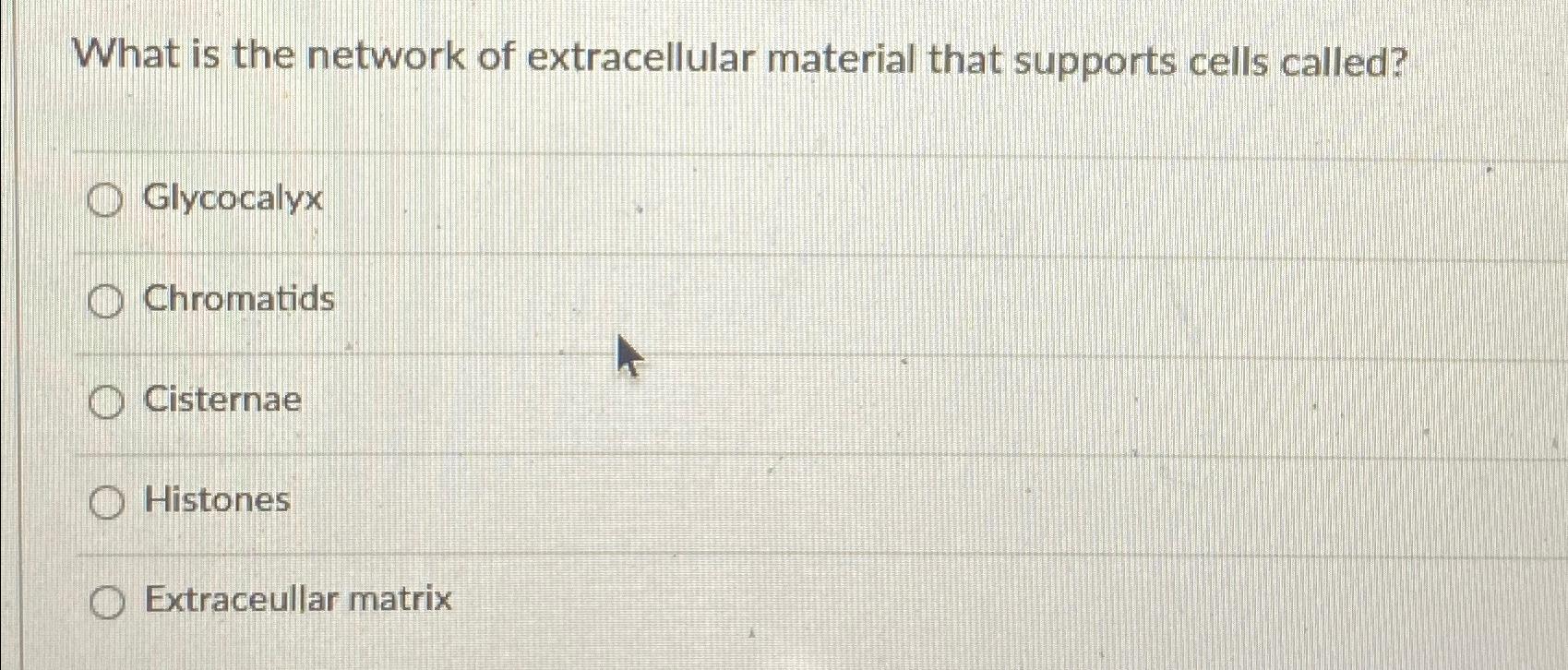 Solved What is the network of extracellular material that | Chegg.com