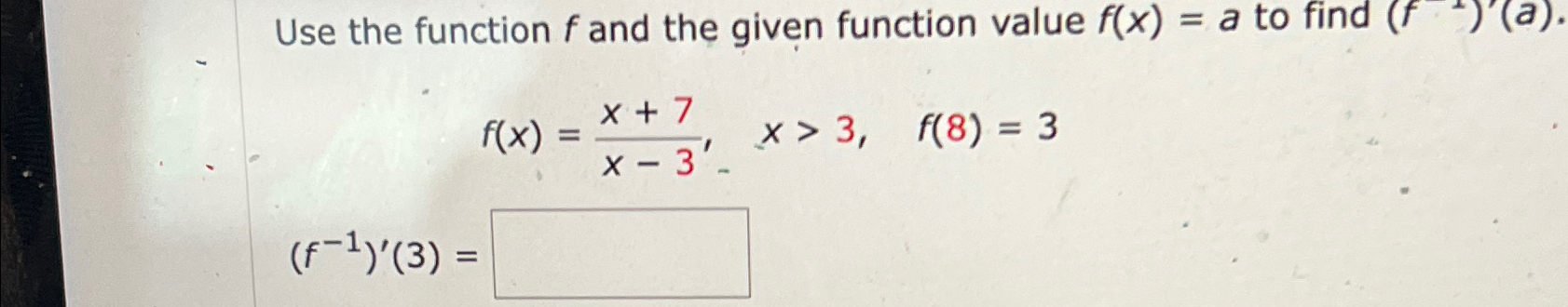 Solved Use the function f ﻿and the given function value | Chegg.com
