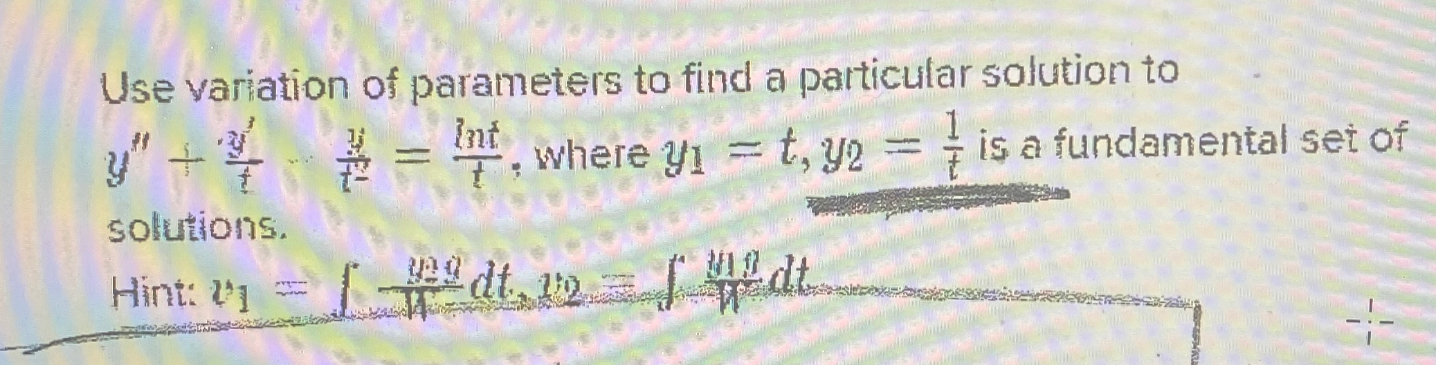 Solved Use variation of parameters to find a particular | Chegg.com