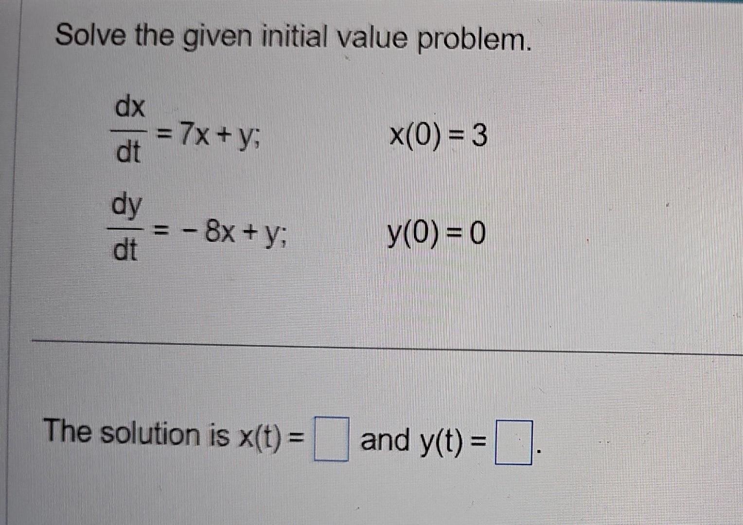 Solved Solve the given initial value problem. | Chegg.com