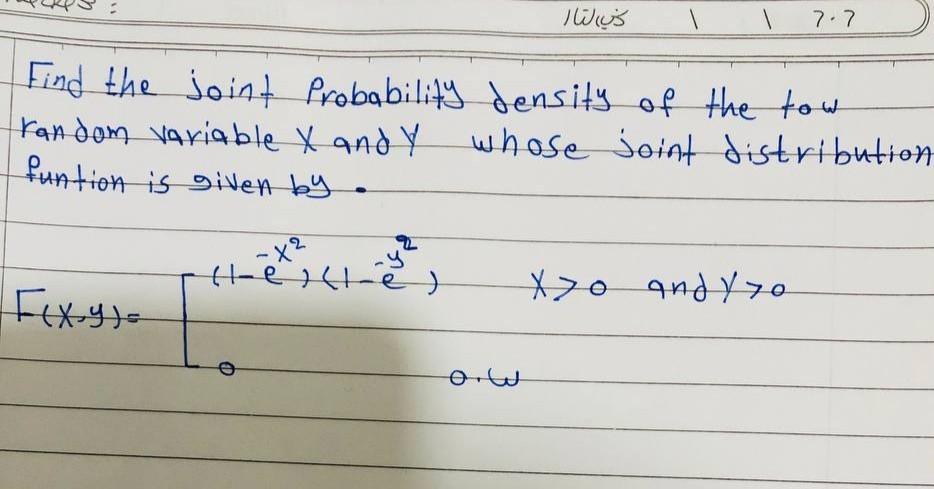 Solved Find the Joint Probability density of the tow random | Chegg.com