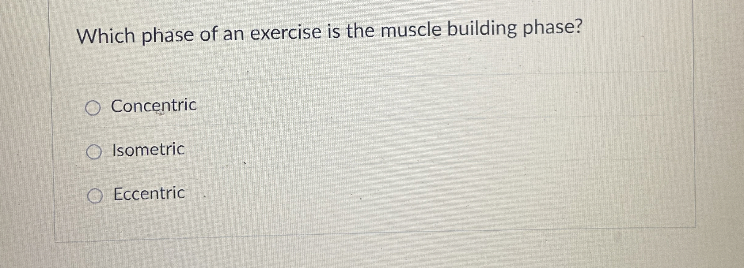 Solved Which phase of an exercise is the muscle building | Chegg.com