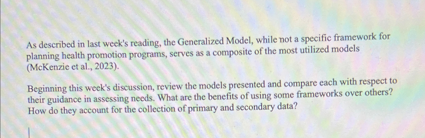 Solved As described in last week's reading, the Generalized | Chegg.com
