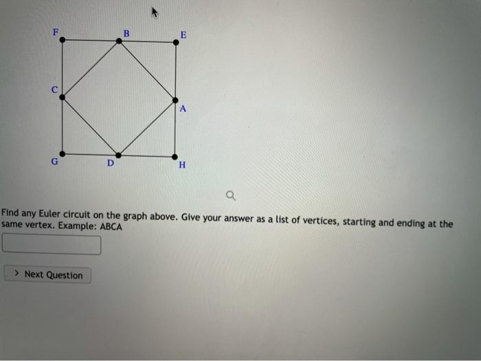 Solved F B E A D H a Find any Euler circuit on the graph | Chegg.com