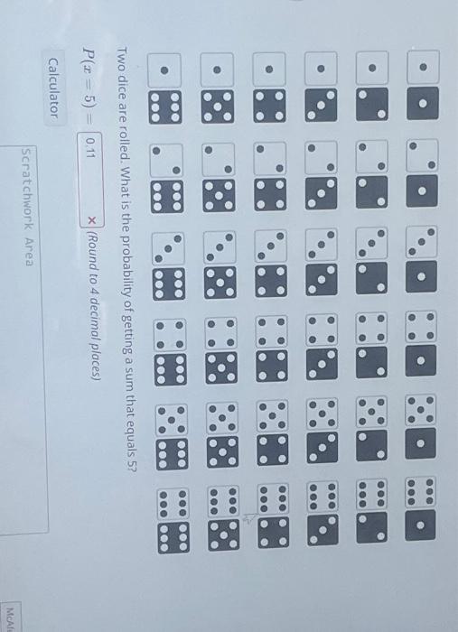 Solved Two dice are rolled. What is the probability of | Chegg.com
