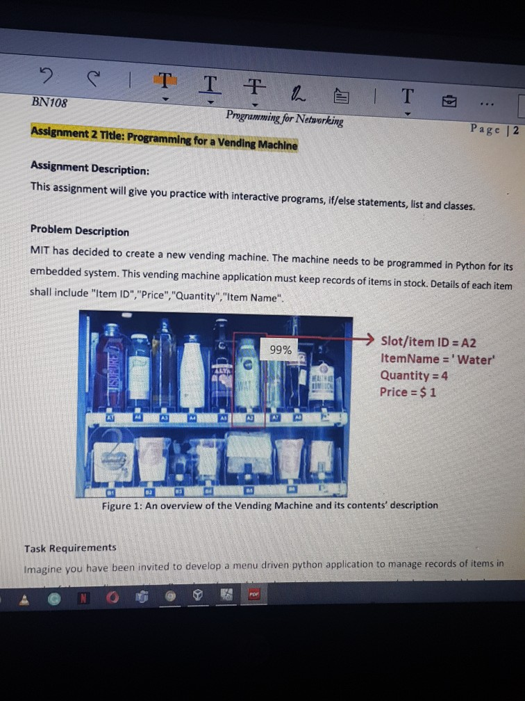 Solved 1 T T Th È IT BN108 Programming for Networking | Chegg.com