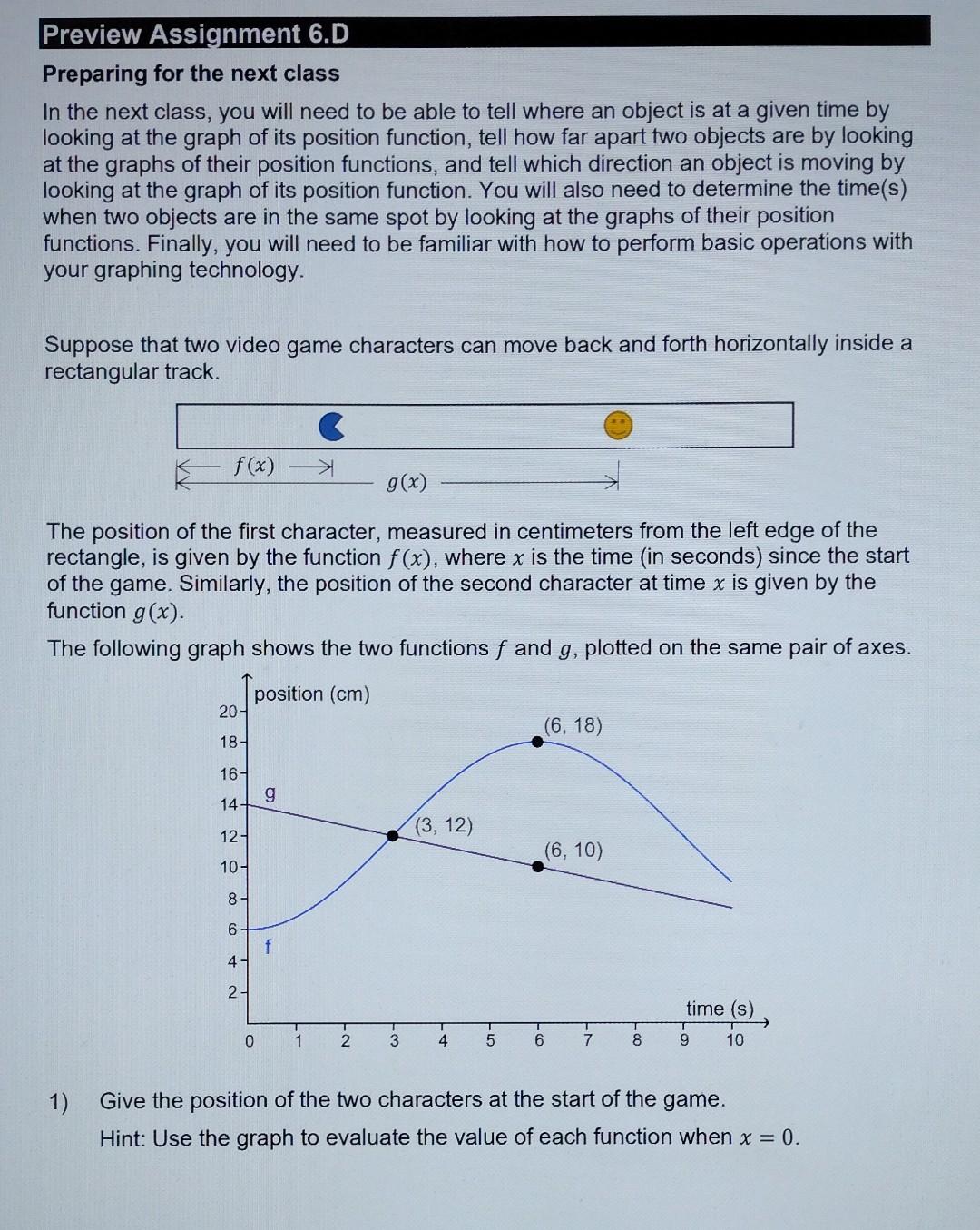 Preview Assignment 6.D Preparing for the next class | Chegg.com